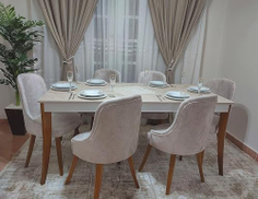 Generic Dining Table with 6 Chairs 90 cm x 180 cm, Wood Table price in ...